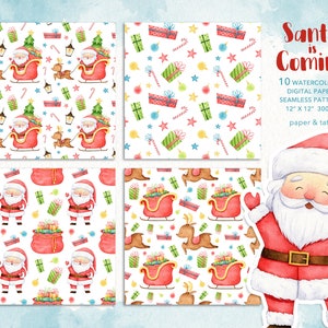 Watercolor Christmas Digital Papers, Fabric Seamless Pattern, Scrapbook ...
