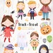 Trick or Treat Halloween Clipart, Watercolor Halloween Costume Kids PNG ...