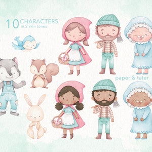 Little Red Riding Hood Watercolor Clipart, Woodland Fairy Tale PNG - Etsy