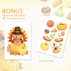 Watercolor Thanksgiving Clipart, Holiday Turkey PNG, Cornucopia ...