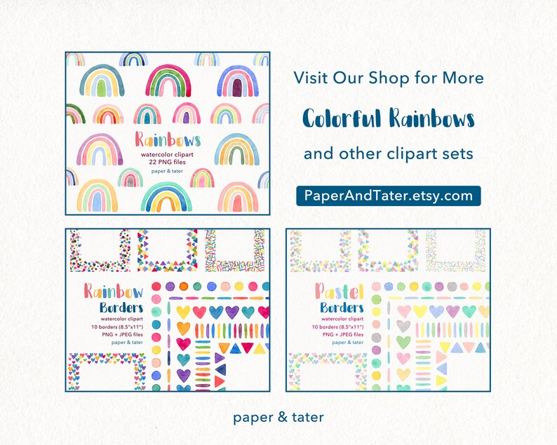 Watercolor Pastel Rainbow Borders Clipart Graphic Colorful | Etsy