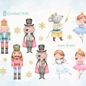Nutcracker Ballet Christmas Watercolor Clipart, Classic Xmas Story PNG ...