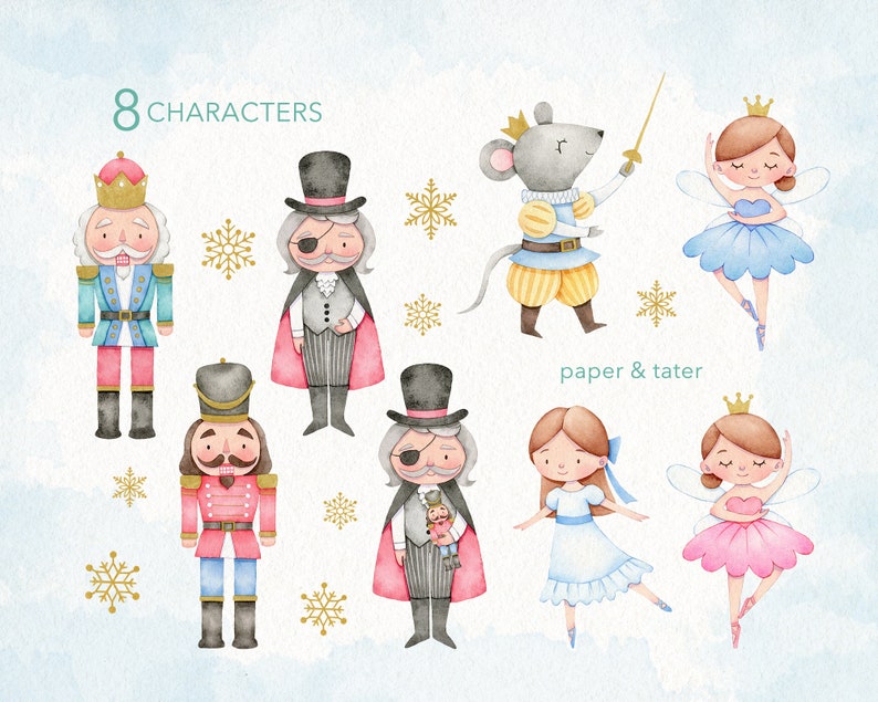 Nutcracker Ballet Christmas Watercolor Clipart Classic Xmas | Etsy
