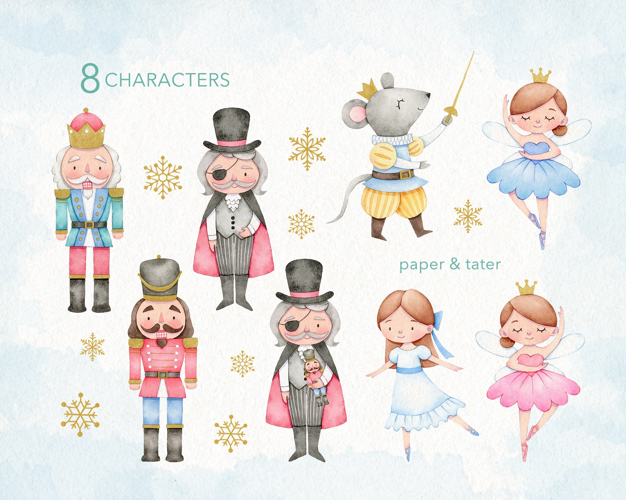 Nutcracker Ballet Christmas Watercolor Clipart Classic Xmas | Etsy