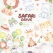 Safari Drive Watercolor Baby Animals Clipart, African Wild Animal PNG ...