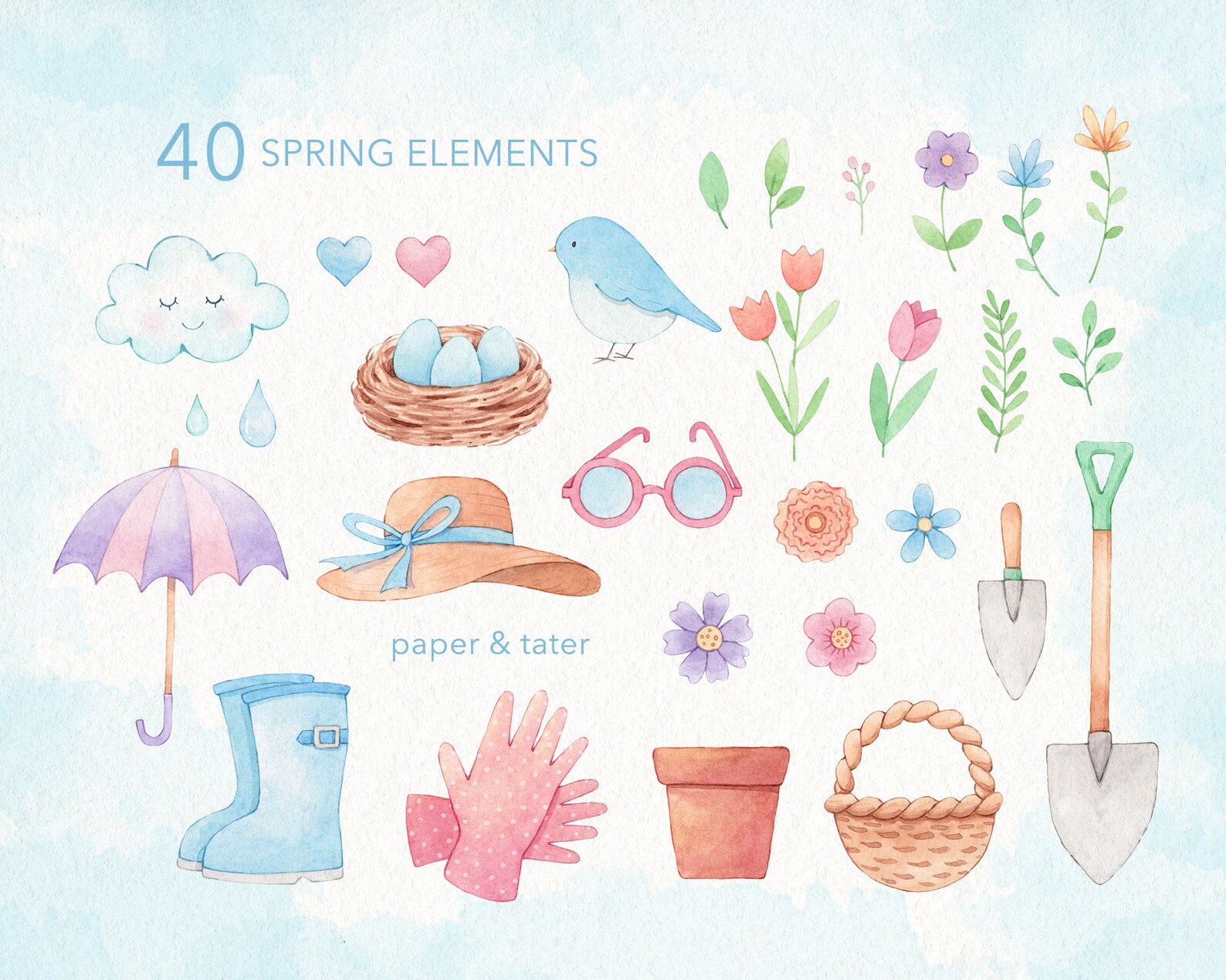 Watercolor Spring Clipart Spring Gardening PNG - Etsy