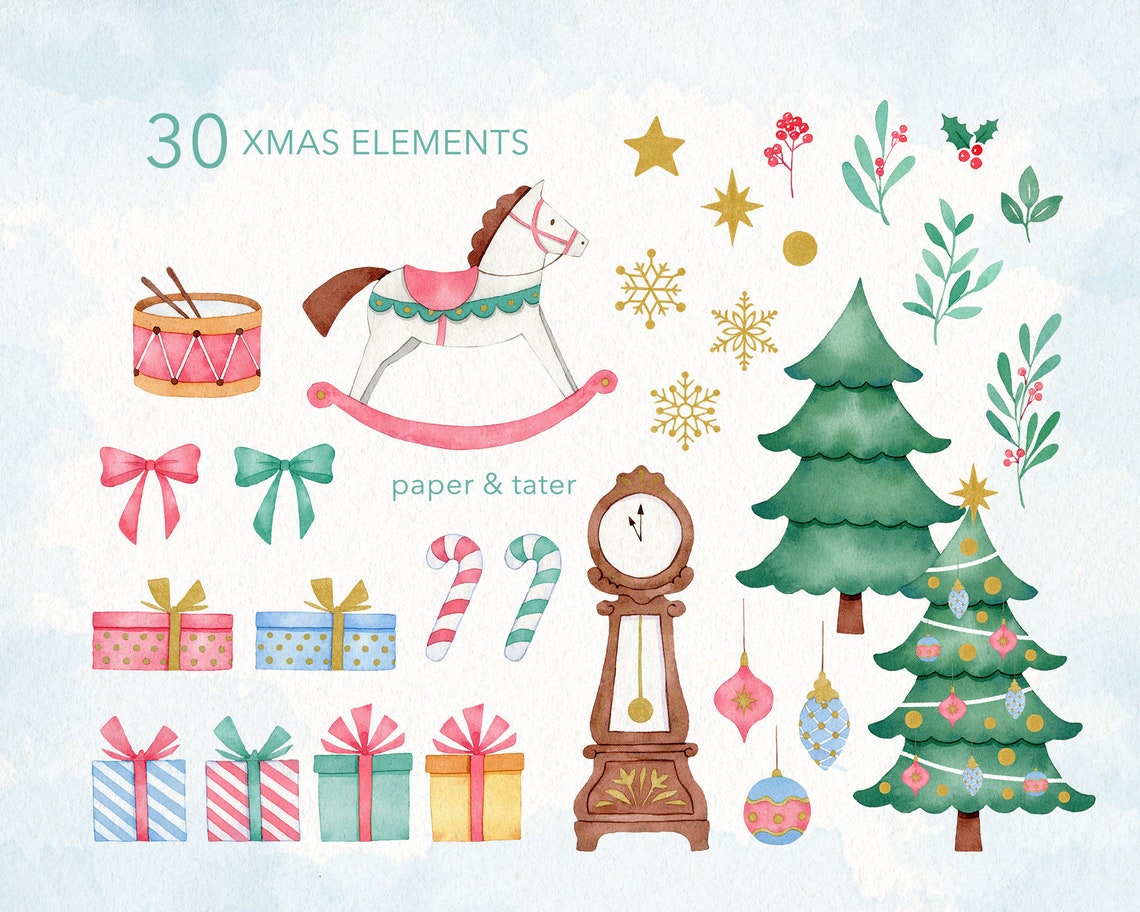 Nutcracker Ballet Christmas Watercolor Clipart Classic Xmas | Etsy