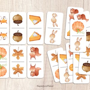 Fall Picture Dominoes Game for Kids | Printable Autumn Matching ...