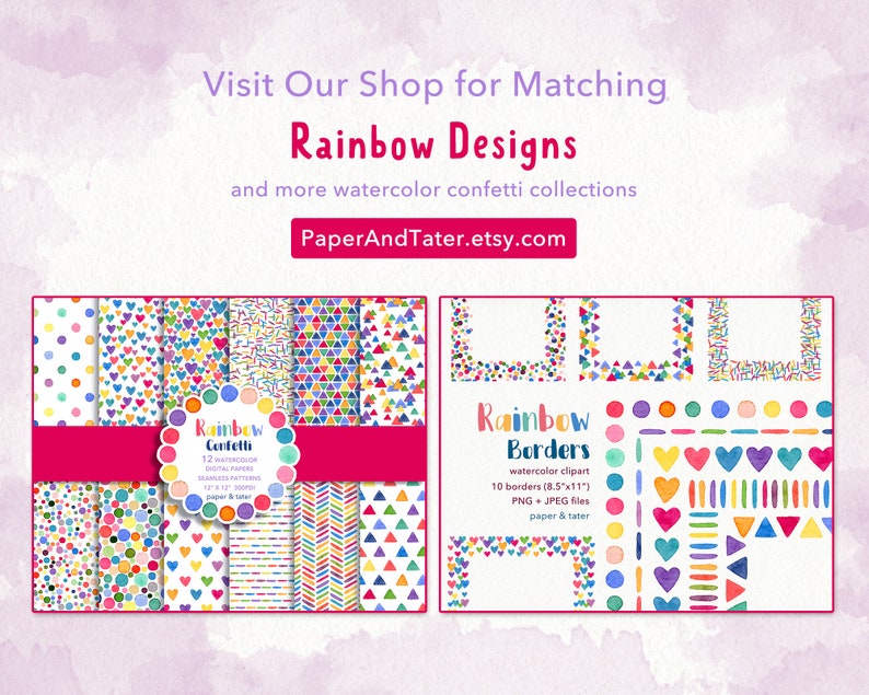 Watercolor Rainbow Confetti Digital Papers Fabric Seamless - Etsy