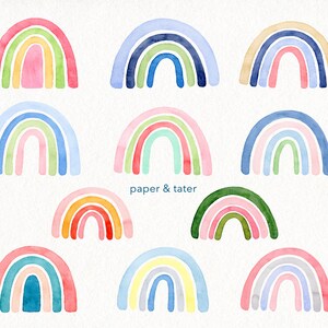 Watercolor Rainbows Clipart Graphics, Colorful Nursery Rainbows, Baby ...