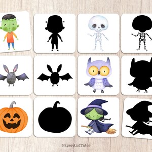 Halloween Shadow Matching Cards, Halloween Matching Game, Fall ...