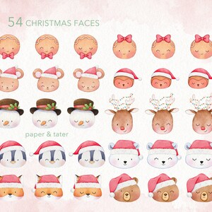 Hand-painted Watercolor Christmas Faces Clipart Digital Download PNG ...