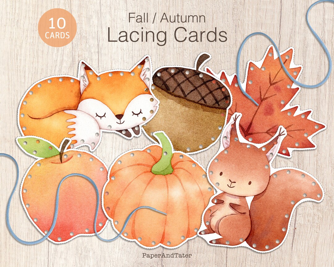 FAREWELL SALE - Fall Lacing Cards for Kids | Preschool Fine Motor ...