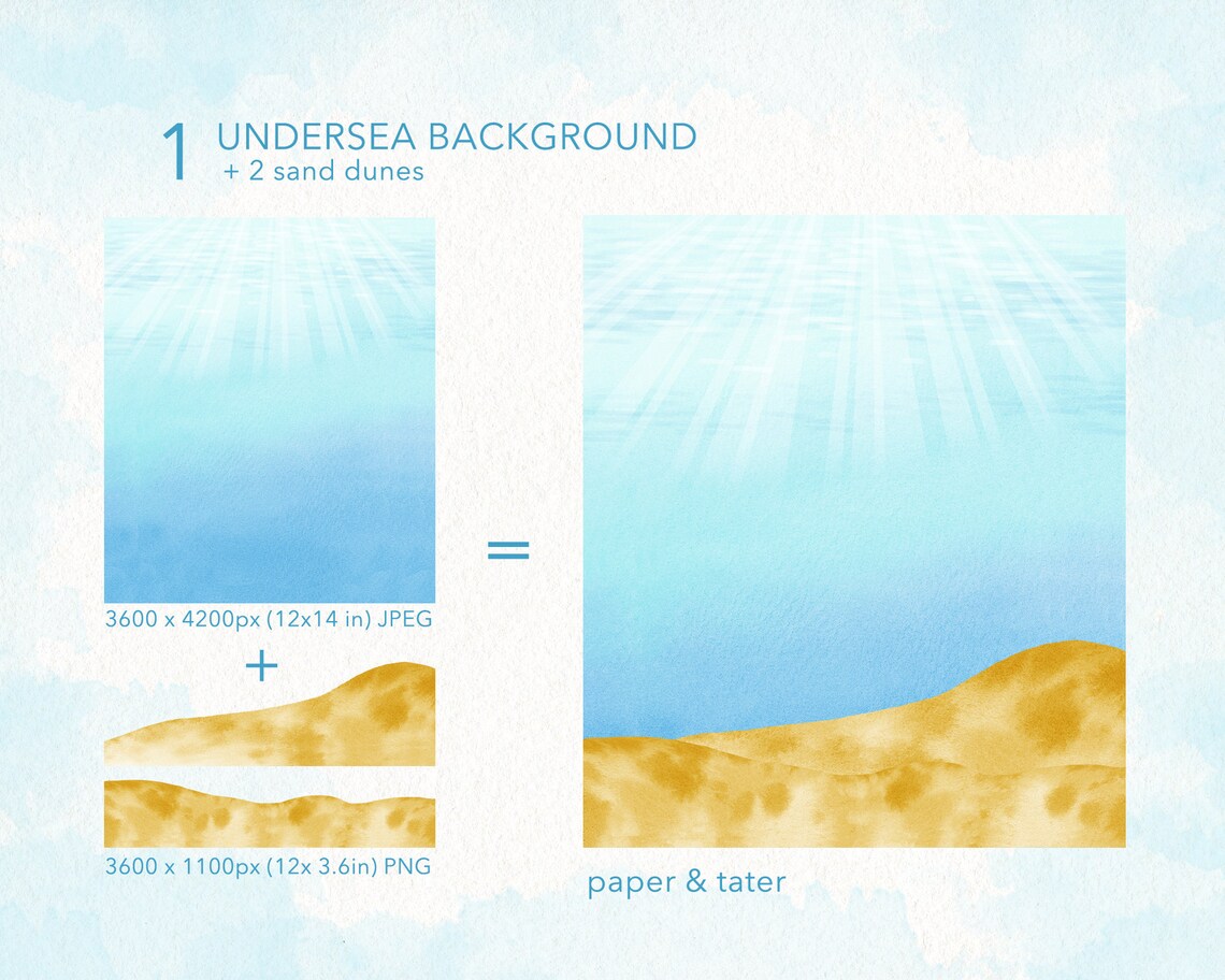 Coral and Seaweed Watercolor Clipart Underwater Scene Ocean - Etsy
