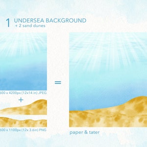 Coral and Seaweed Watercolor Clipart, Underwater Scene, Ocean Life PNG ...