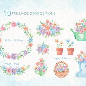 Watercolor Spring Clipart, Spring Gardening PNG - Etsy