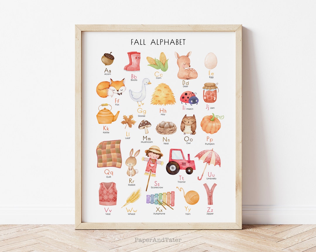 Fall Alphabet Poster, Seasonal Educational ABC Printable Wall Art - Etsy