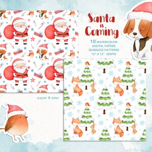 Watercolor Christmas Digital Papers, Fabric Seamless Pattern, Scrapbook ...