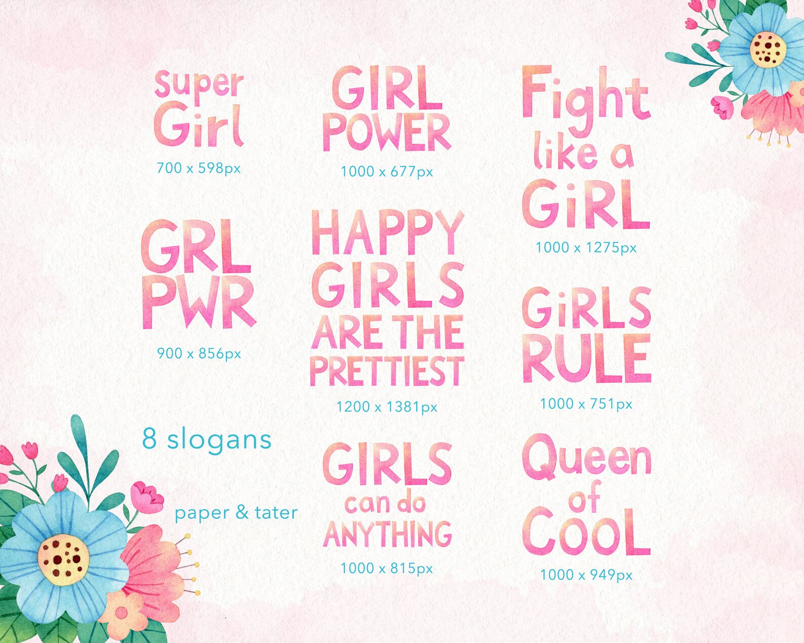 Girl Power Watercolor Clipart GRL PWR Graphics Feminist - Etsy