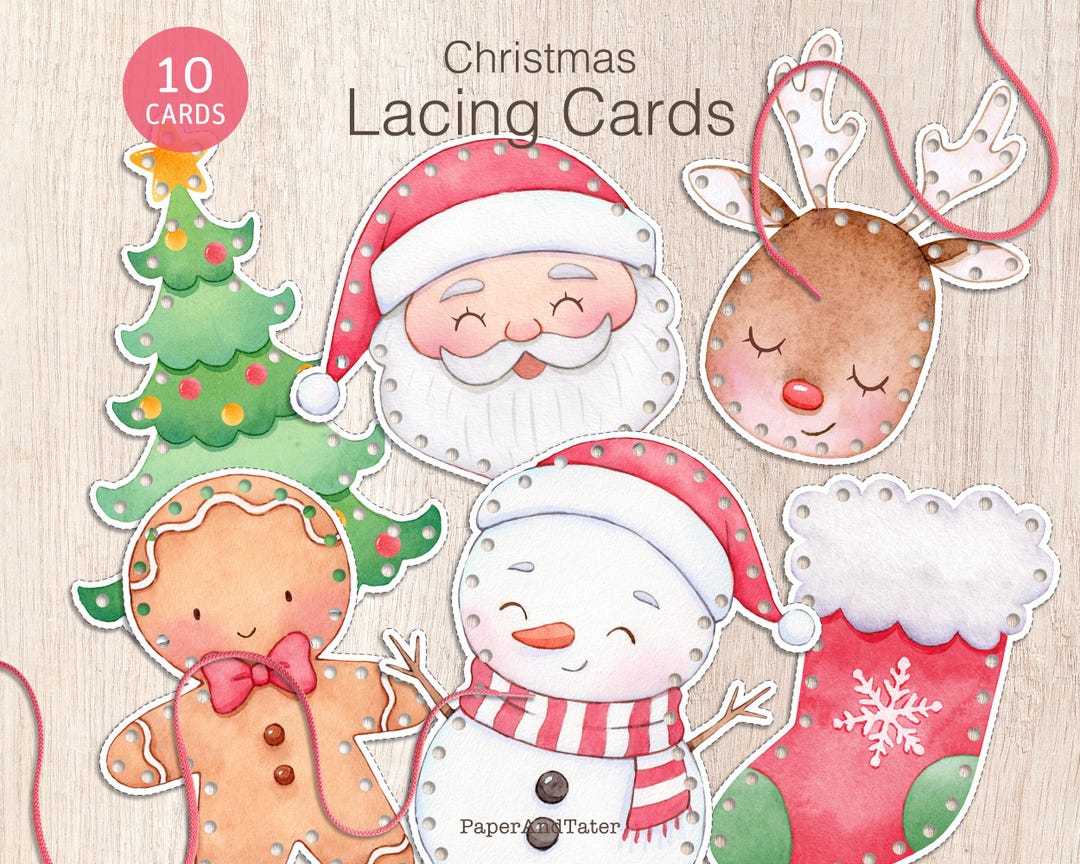 Christmas Lacing Cards for Kids | Preschool Fine Motor Skills Activity ...