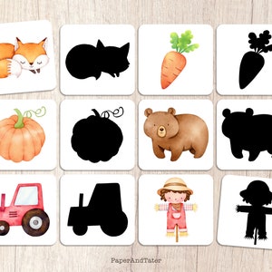 Fall Shadow Matching Cards, Autumn Matching Game, Fall Preschool ...