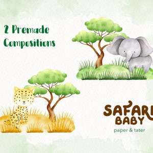 Watercolor Safari Baby Animals Clipart Graphics, African Animals ...