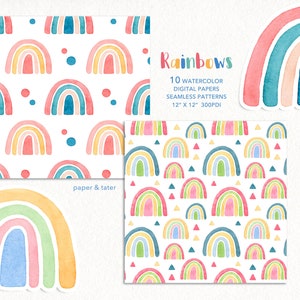 Watercolor Rainbow Digital Papers Fabric Seamless Pattern - Etsy