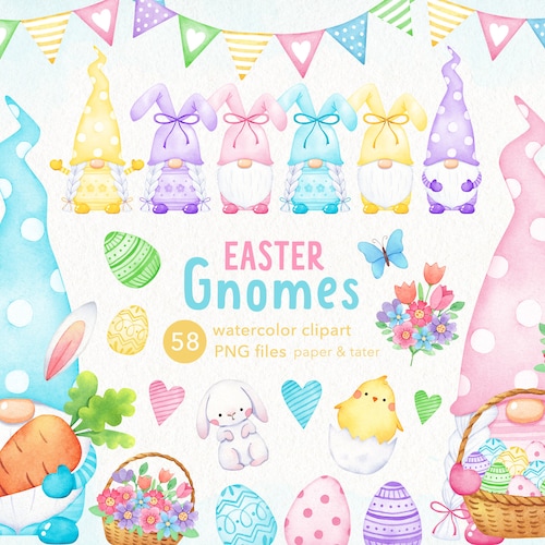 Pastel Gnomes Watercolor Clipart Rainbow Party Gnomes PNG - Etsy