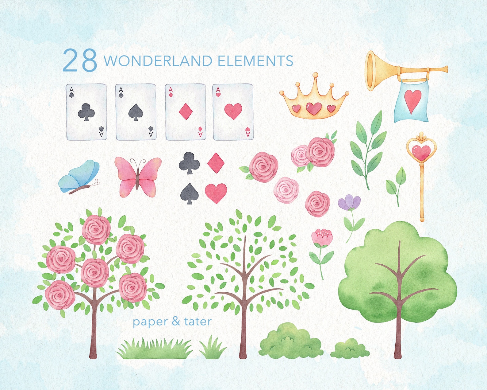 Alice in Wonderland Watercolor Clipart Queens Croquet Ground - Etsy