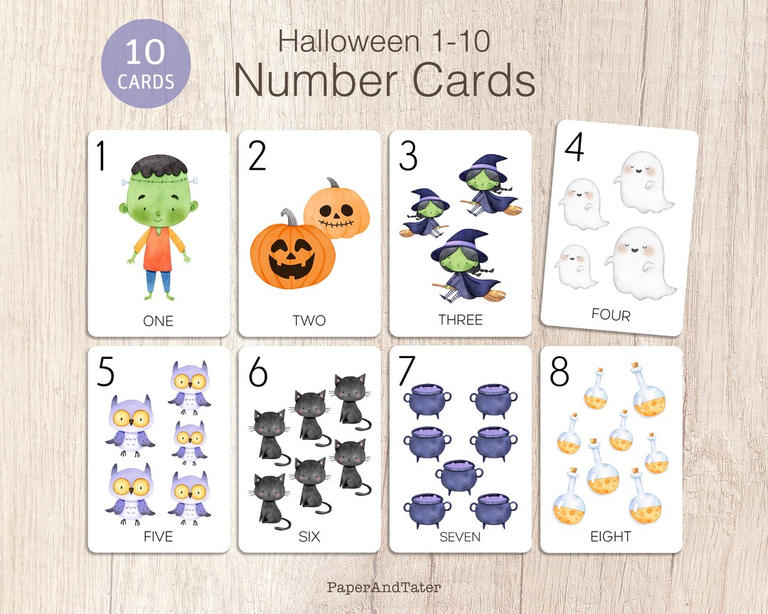 FAREWELL SALE - Halloween Number Cards, Halloween 1-10 Counting Cards ...