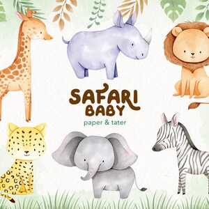 Watercolor Safari Baby Animals Clipart Graphics, African Animals ...