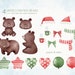 Watercolor Christmas Bear Clipart, Cute Xmas Woodland Animals PNG - Etsy