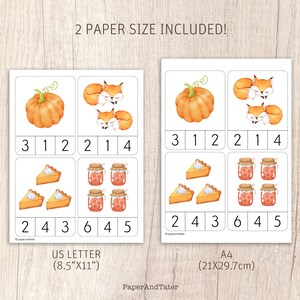 Fall Count and Clip Cards 1-10, Autumn Counting Cards, Educational ...