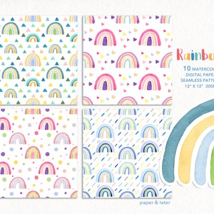 Watercolor Rainbow Digital Papers Fabric Seamless Pattern - Etsy