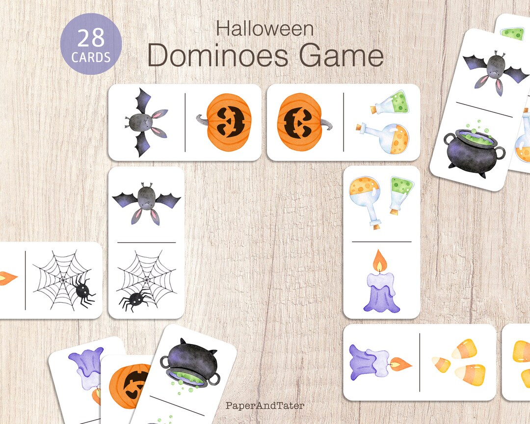 FAREWELL SALE - Halloween Picture Dominoes Game for Kids | Printable ...
