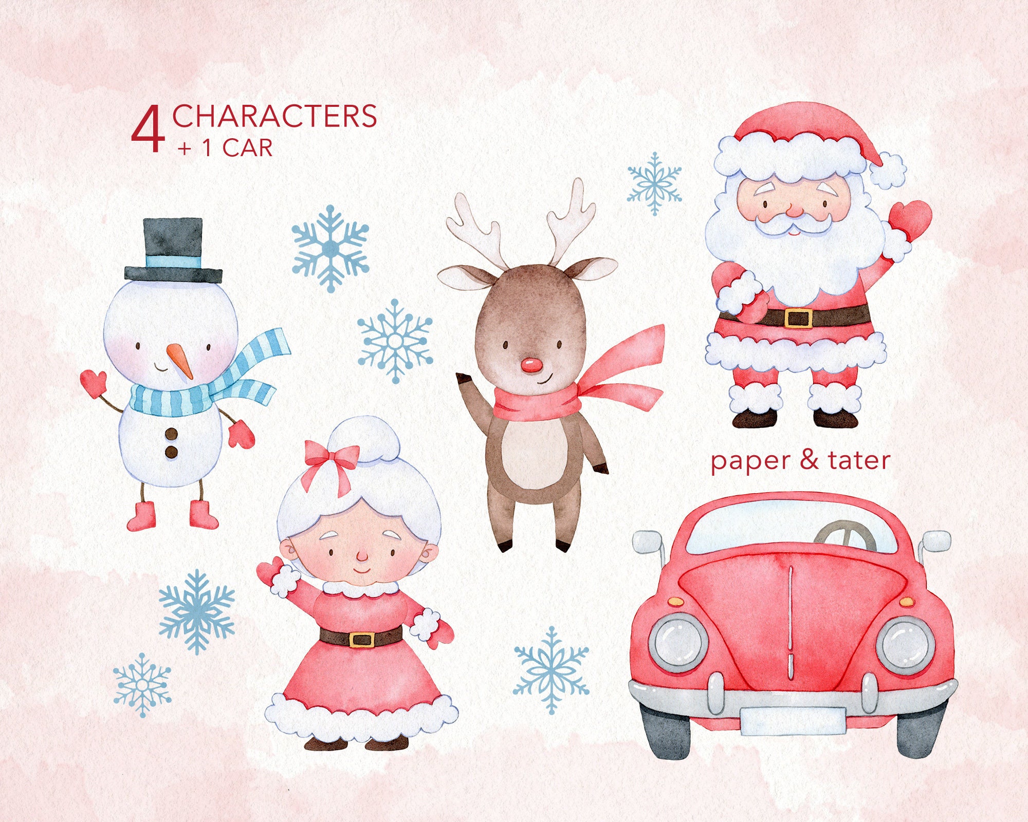 Santa's Cars Watercolor Clipart Front View Christmas | Etsy