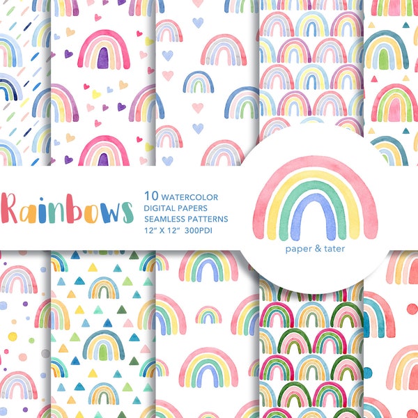 Pastel Rainbow Digital Paper - Etsy