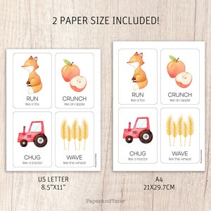 Fall Movement Cards, Autumn Action Cards, Educational Preschool ...