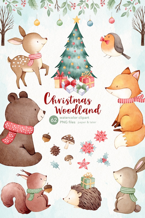 Christmas Forest Animals Clipart