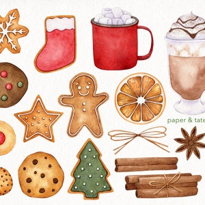 Watercolor Christmas Sweets Clipart, Holiday Desserts, Cookies Clip Art ...