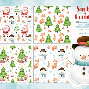 Watercolor Christmas Digital Papers, Fabric Seamless Pattern, Scrapbook ...