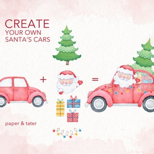 Watercolor Santa's Cars Clipart, Side View Christmas Vehicles PNG - Etsy