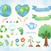 Watercolor Earth Day Clipart, Environment Graphics, Eco Friendly ...