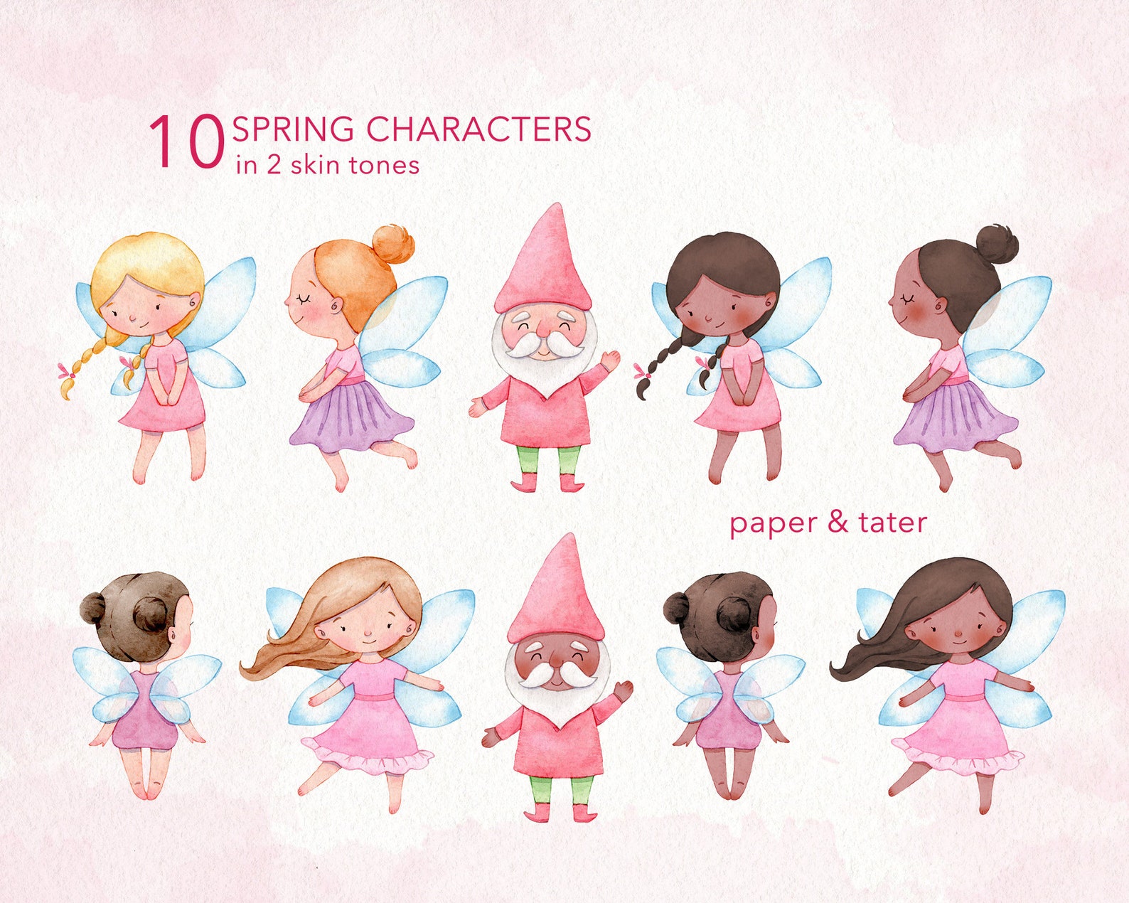 Fairy Garden Watercolor Clipart Spring Fairies PNG - Etsy