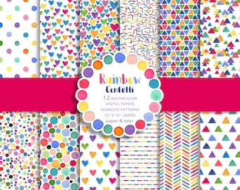 Watercolor Christmas Confetti Digital Papers Fabric Seamless | Etsy