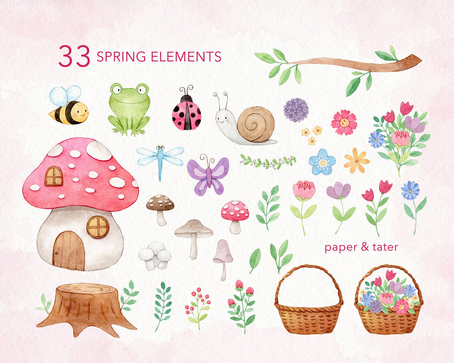 Fairy Garden Watercolor Clipart Spring Fairies PNG | Etsy