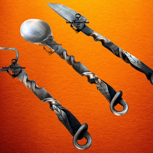Hand Forged Cutlery Set Viking Silverware Medieval SCA - Etsy