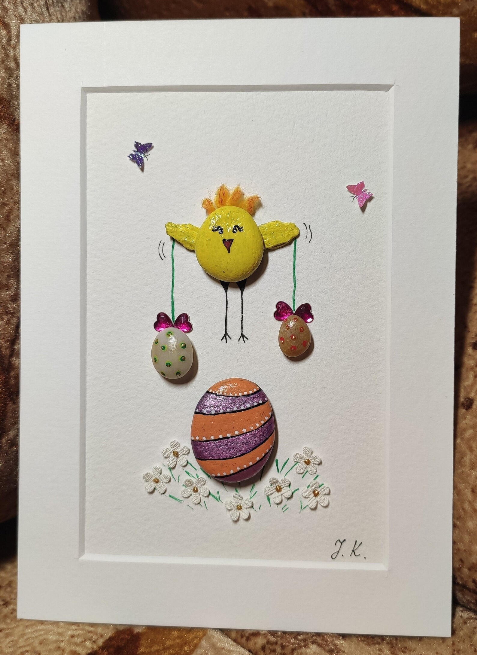 Easter Gift Pebble Art Easter Picture Pebble Art Birds Family | Etsy