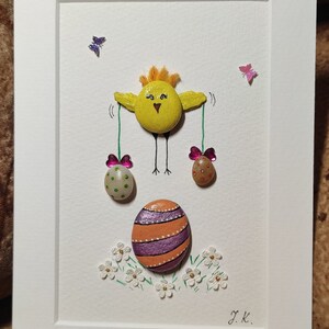 Easter Gift Pebble Art Easter Picture Pebble Art Birds Family | Etsy