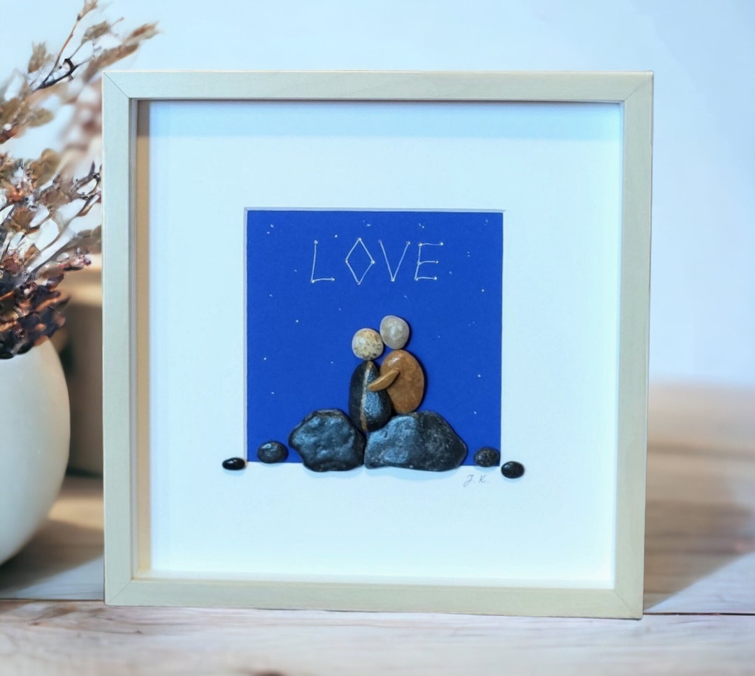 Personalised Couple Gift, Anniversary Gift, Pebble Art Couple, Family ...